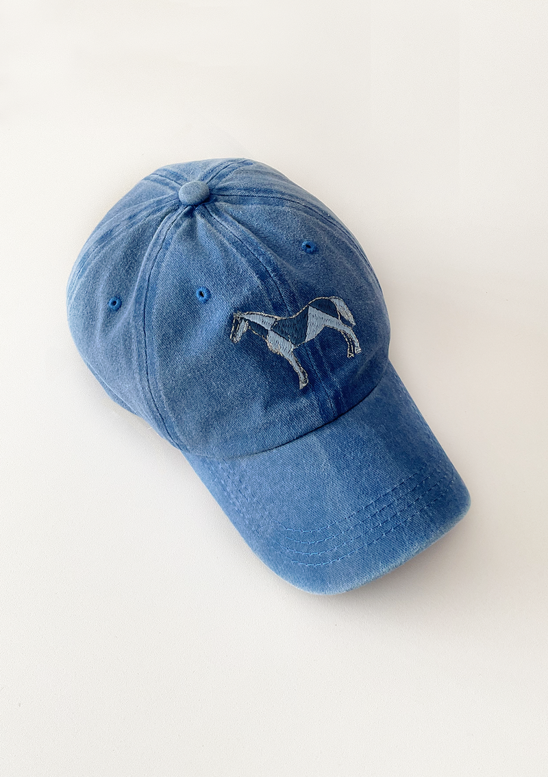 Equestrian Cotton Sporty Geo Horses Cap | Royal Blue